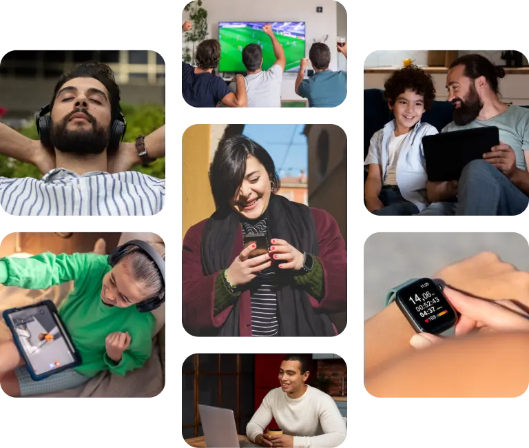 People are enjoying using their electronic devices